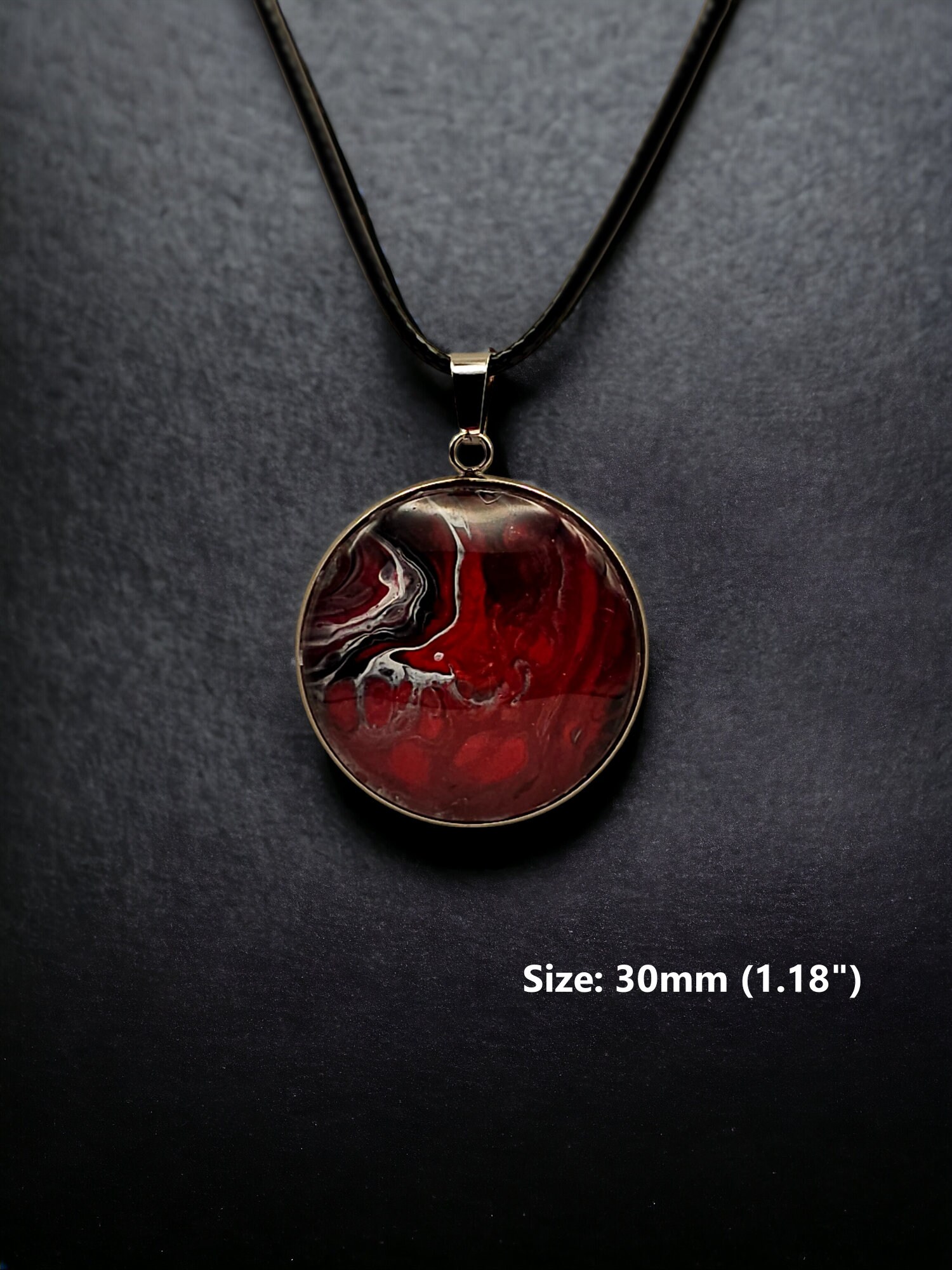 Fire & Ash: Red, Black, and White Design Stainless Steel Pendant Charm ...