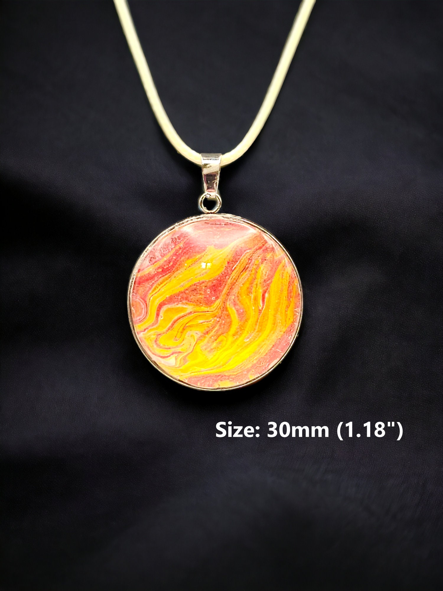 Sunburst Candy Round Stainless Steel Pendant Charm Vibrant Oranges ...