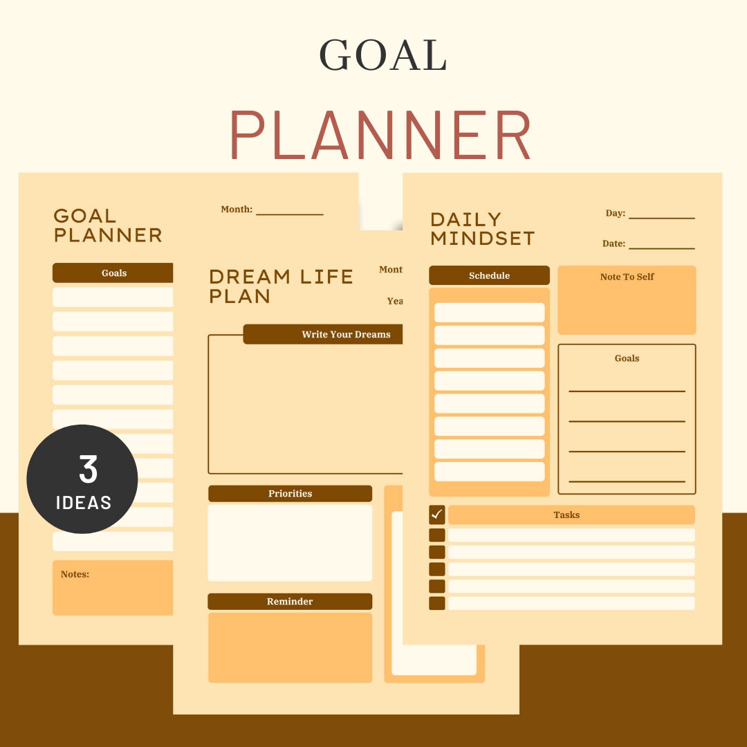 Orange and Brown Goal & Motivation Planner - Etsy