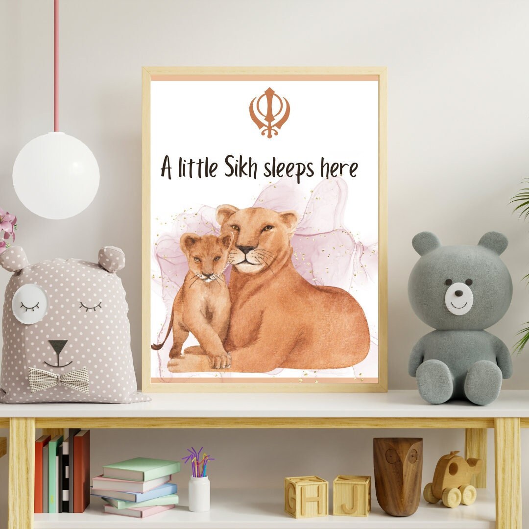 Sikh Baby Prints | Little Singh Kids | Lion Cub Print - Sikh Nursery ...