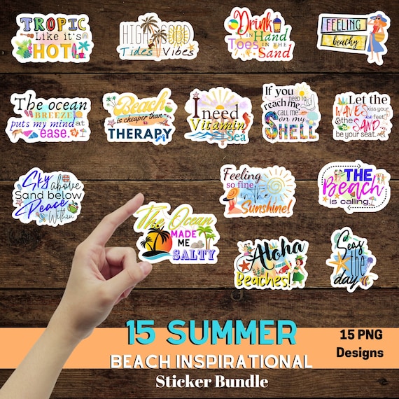 15 Beach Summer Printable Stickers Summer Stickers Beach - Etsy