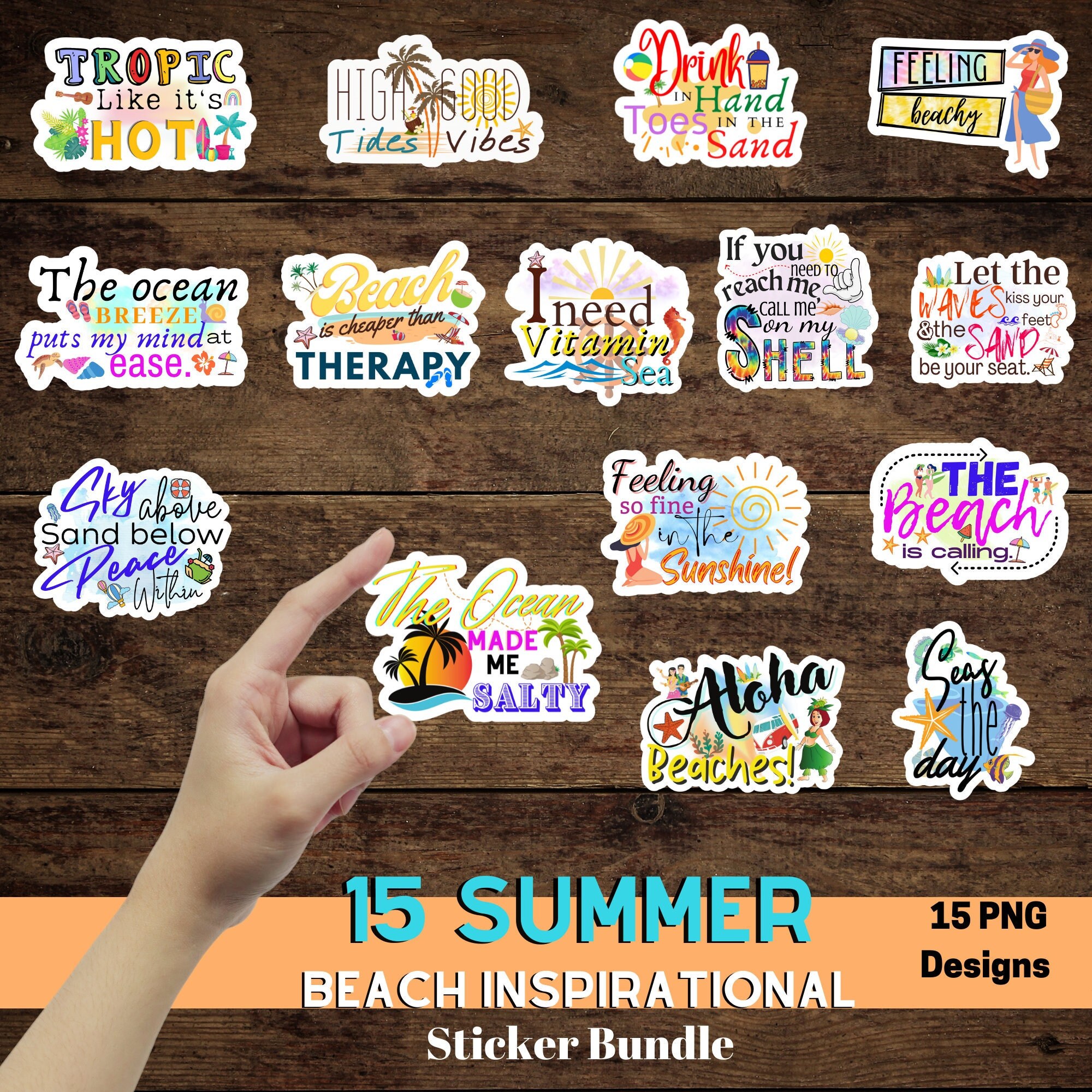 15 Beach Summer Printable Stickers Summer Stickers Beach Stickers - Etsy