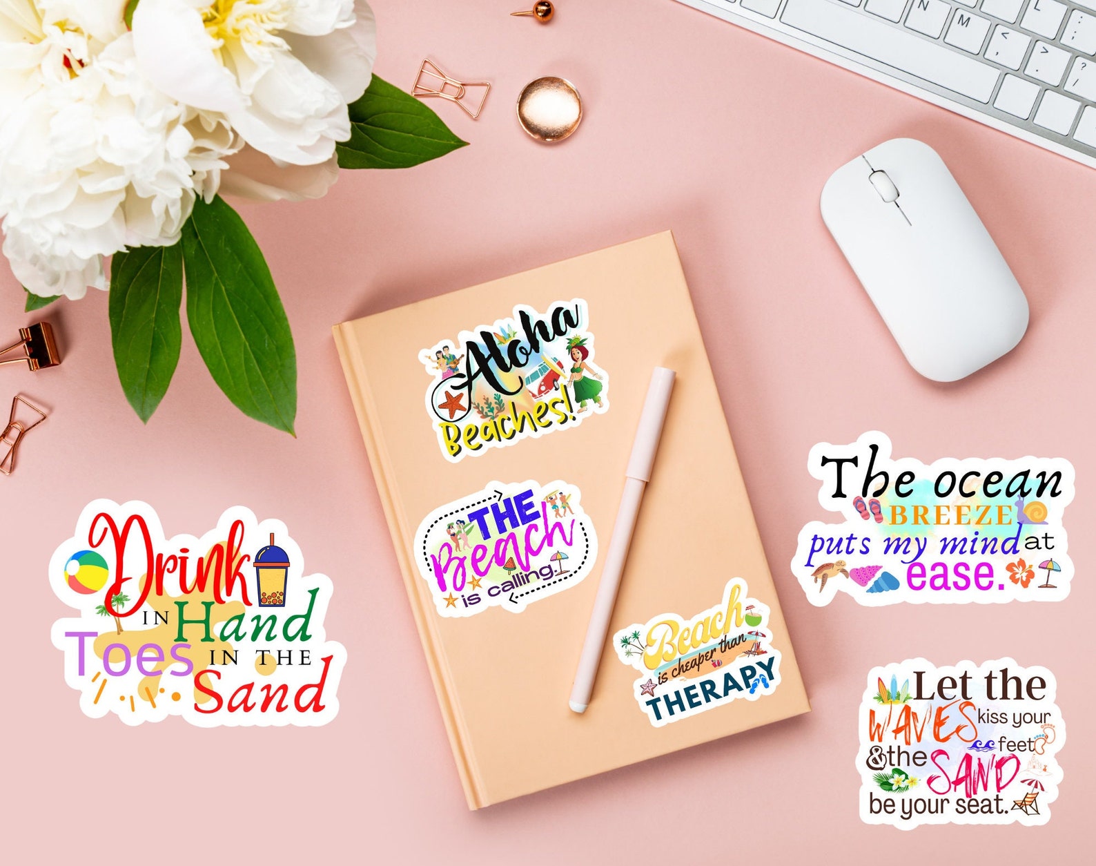 15 Beach Summer Printable Stickers Summer Stickers Beach Stickers - Etsy