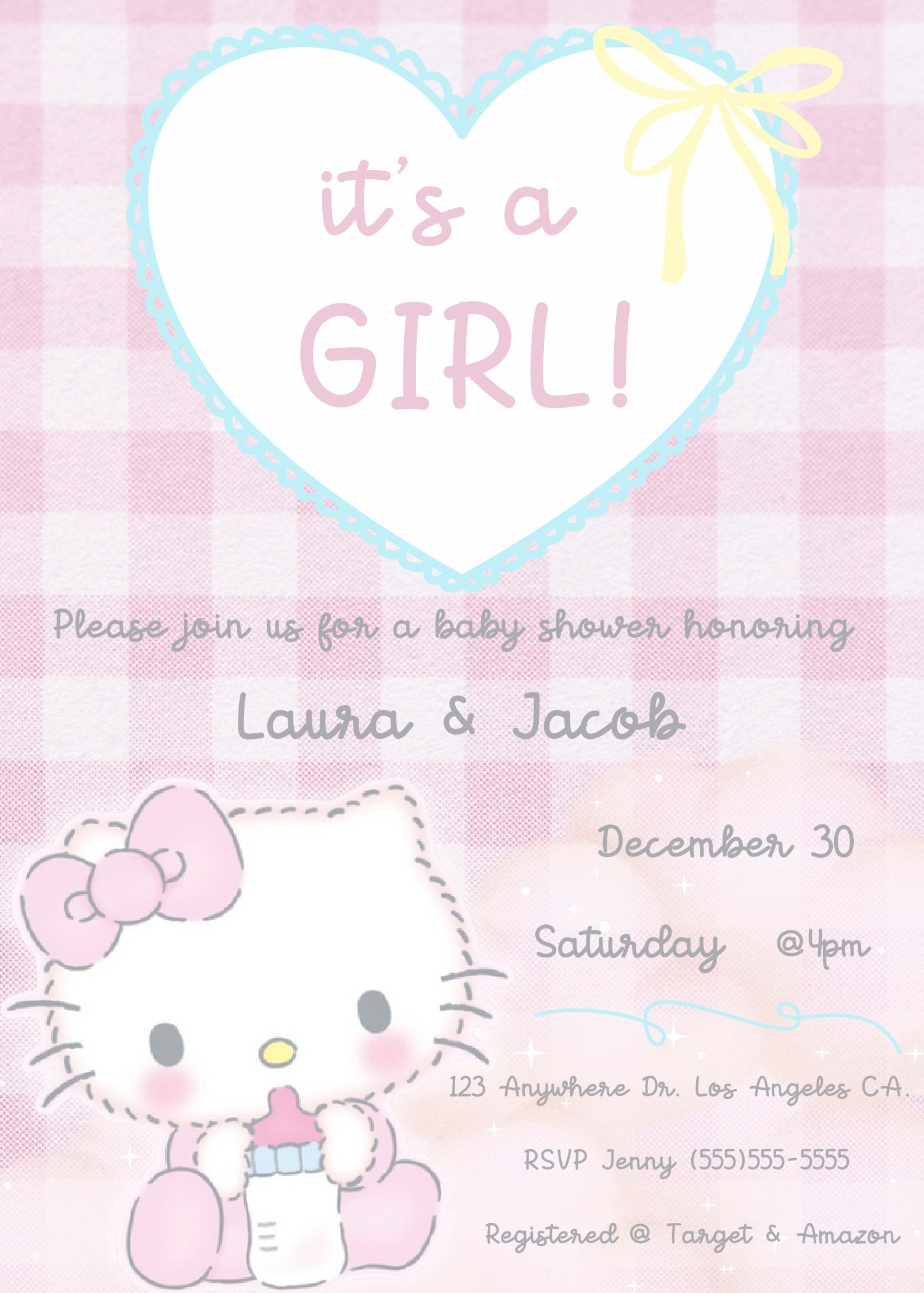 Hello Kitty Baby Shower Invitations Templates Hello Kitty Baby Shower