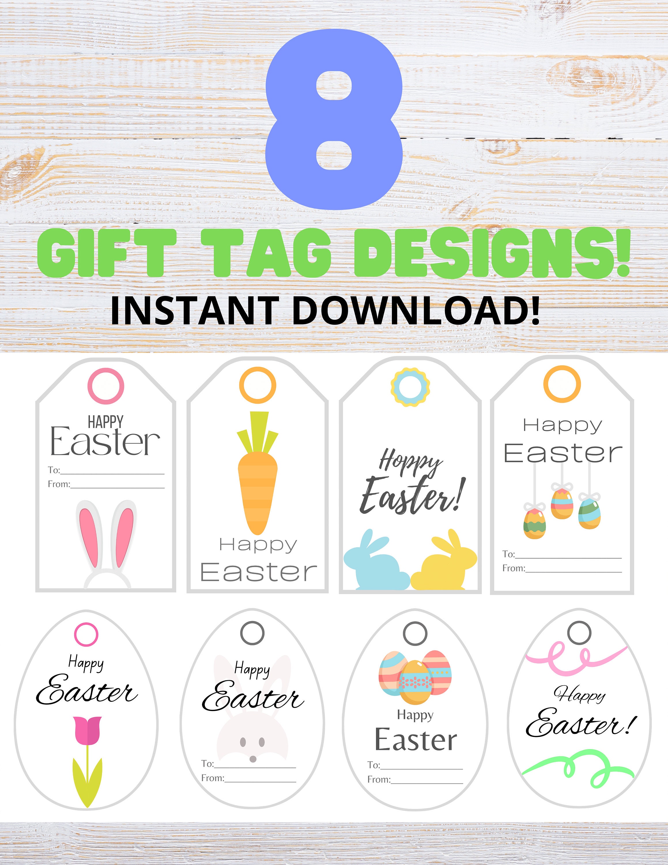 Easter Gift Tags. Instant Download, PDF. Letter Size PDF. Printable ...