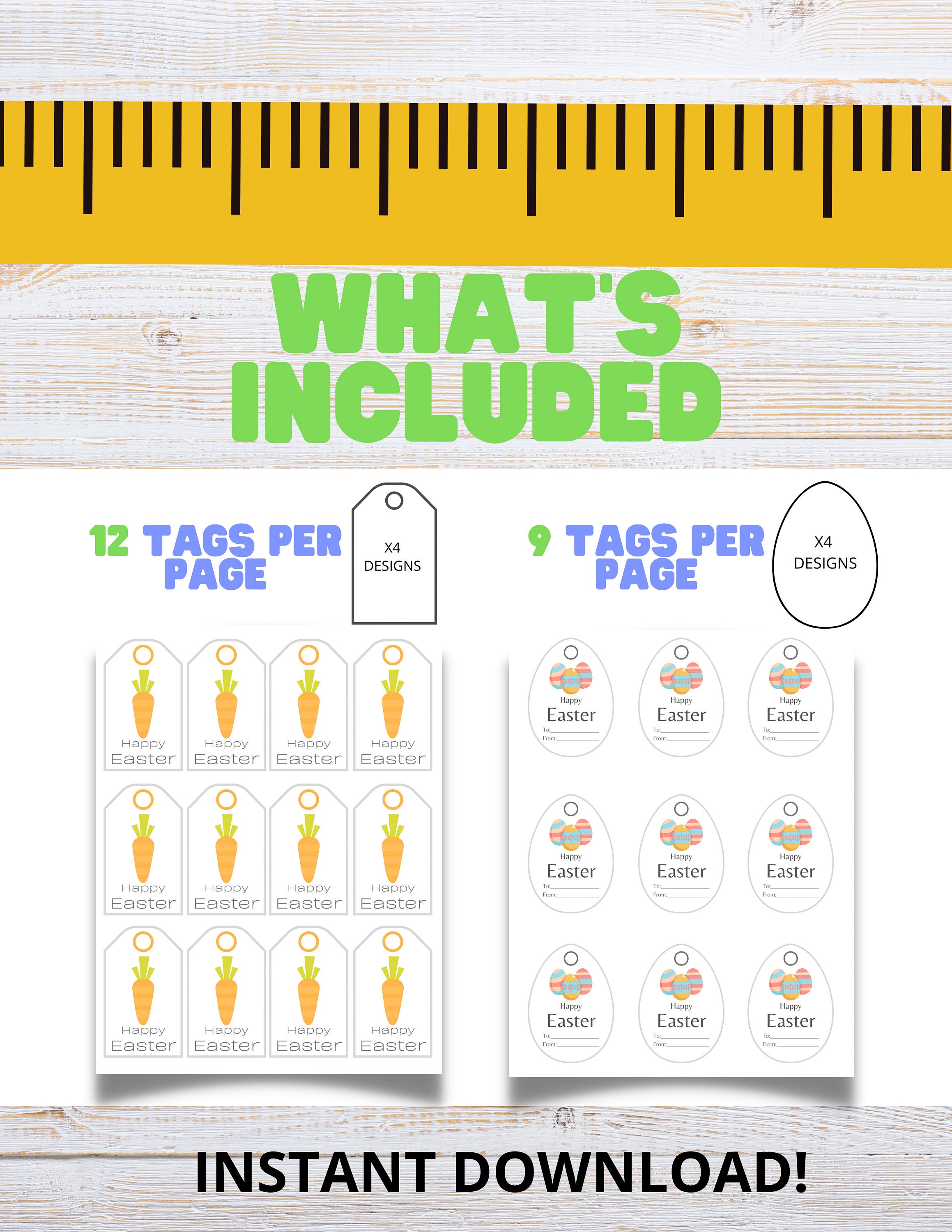 Easter Gift Tags. Instant Download, PDF. Letter Size PDF. Printable ...