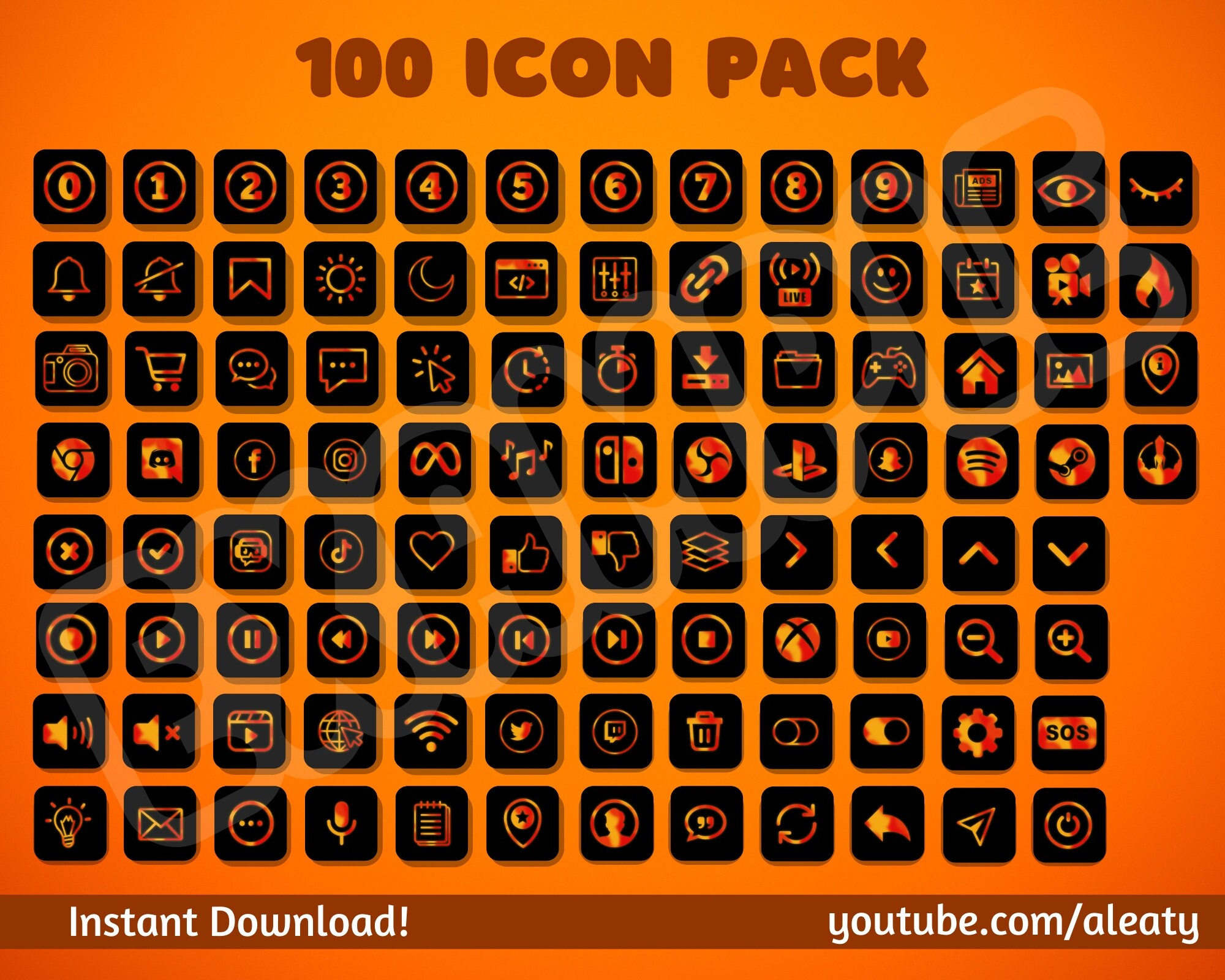 Stream Deck Icons / Fire Icons / Streaming Icons / Twitch Icons / Red ...