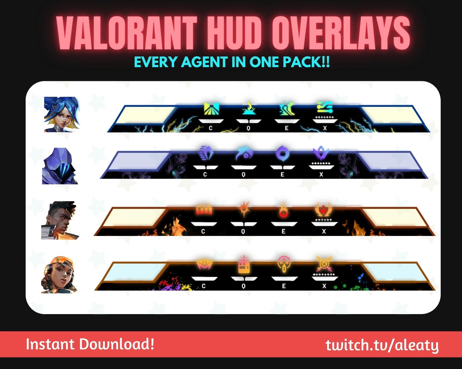 Valorant HUD Overlays / Twitch Overlay / OBS Overlay / | Etsy Ireland