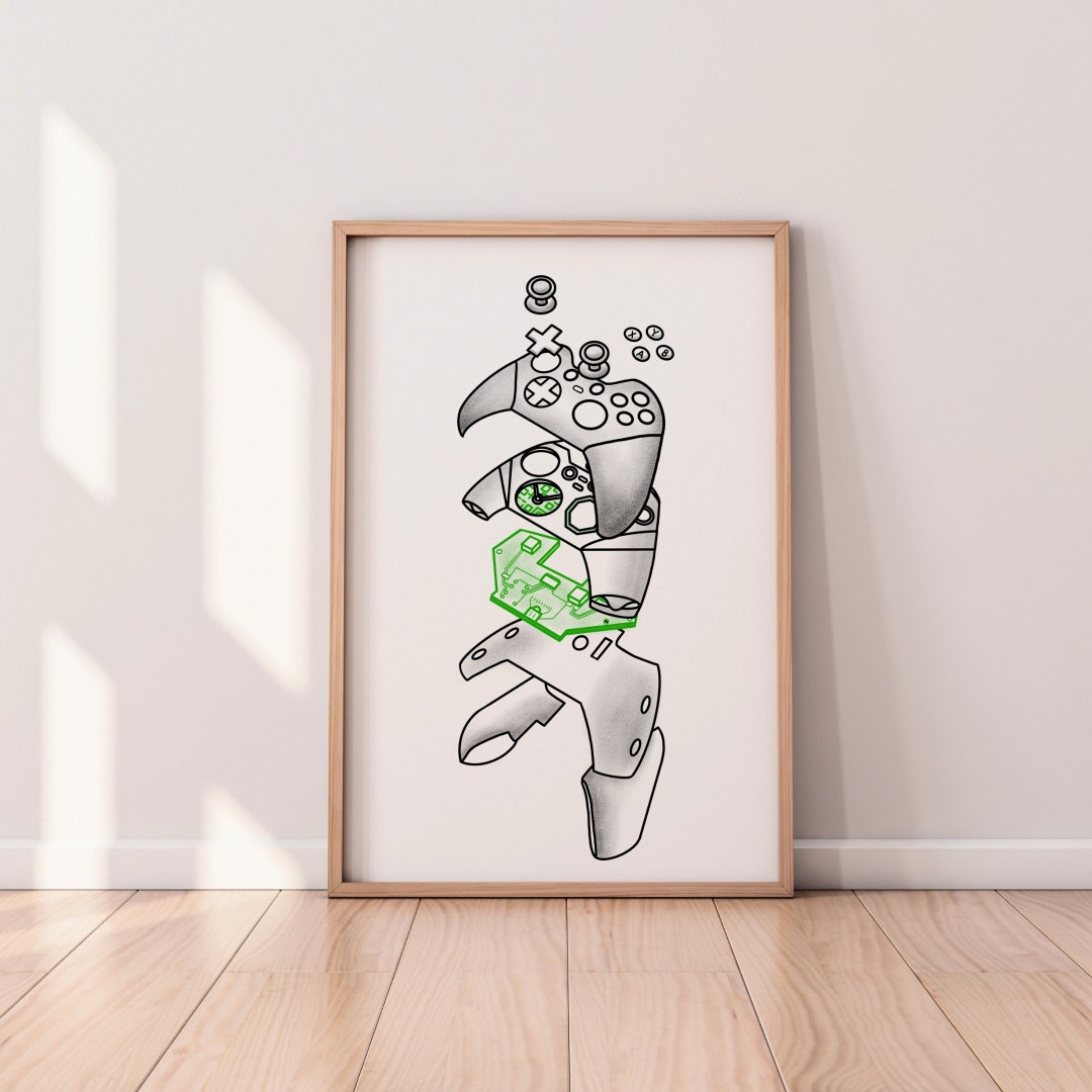 Controller Exploded View Gaming Poster | Game Controller Digital Print ...