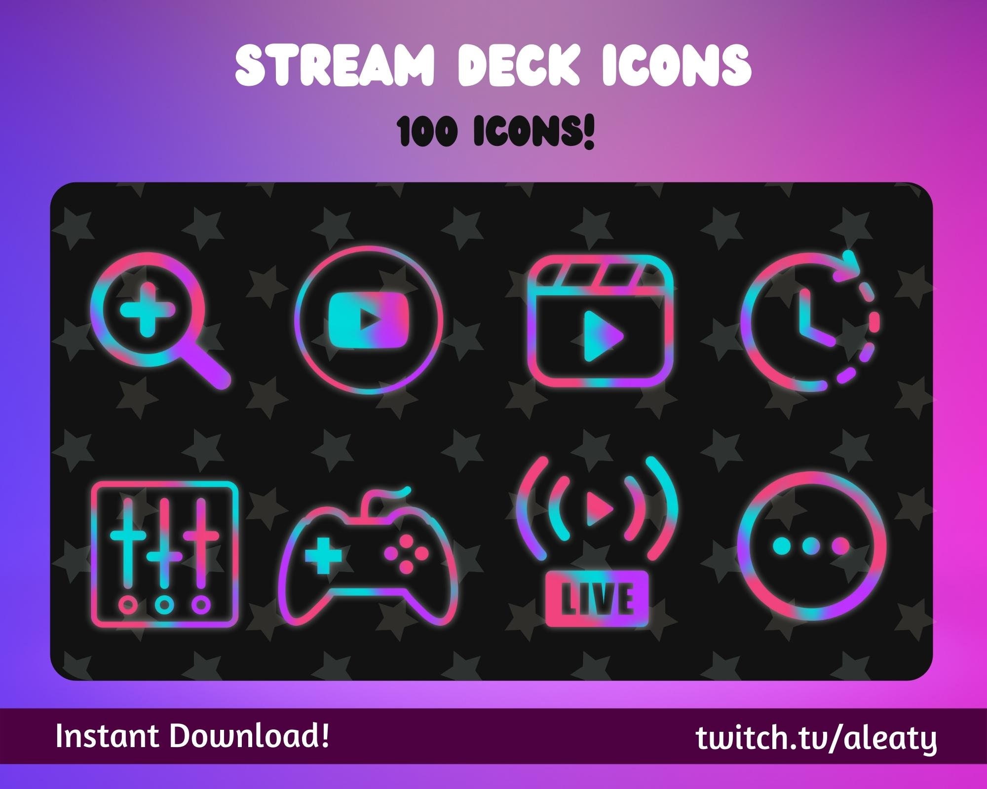 Stream Deck Icons / Neon Icons / Streaming Icons / Twitch | Etsy UK