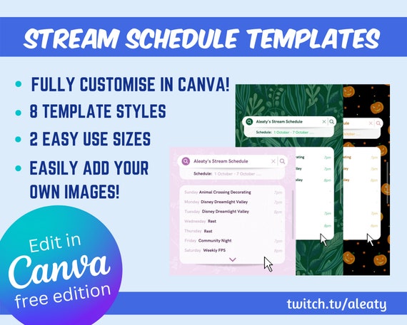Stream Schedule Templates / Twitch / Youtube / Streamer / - Etsy