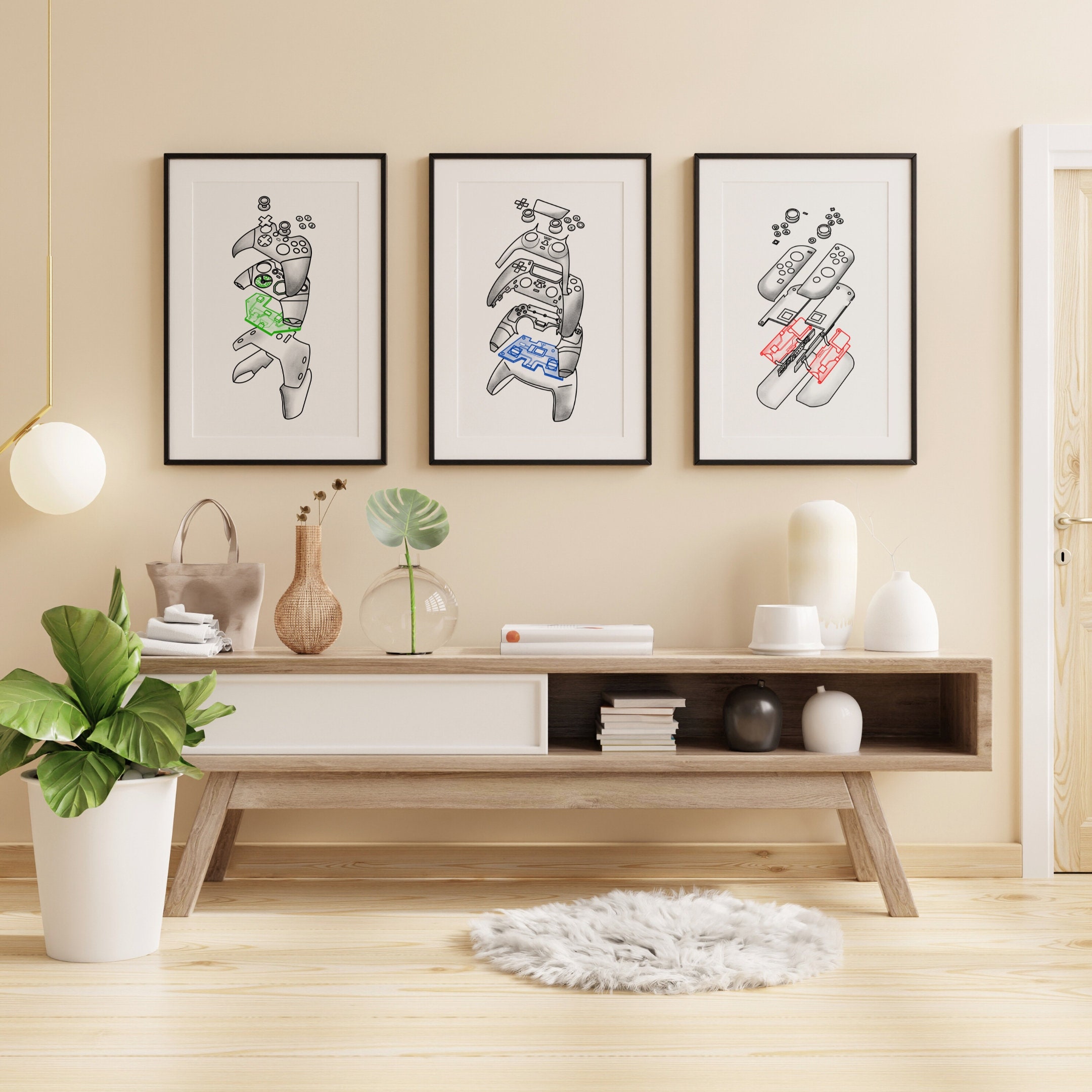 Controller Exploded View Gaming Poster | Game Controller Digital Print [red] - Etsy