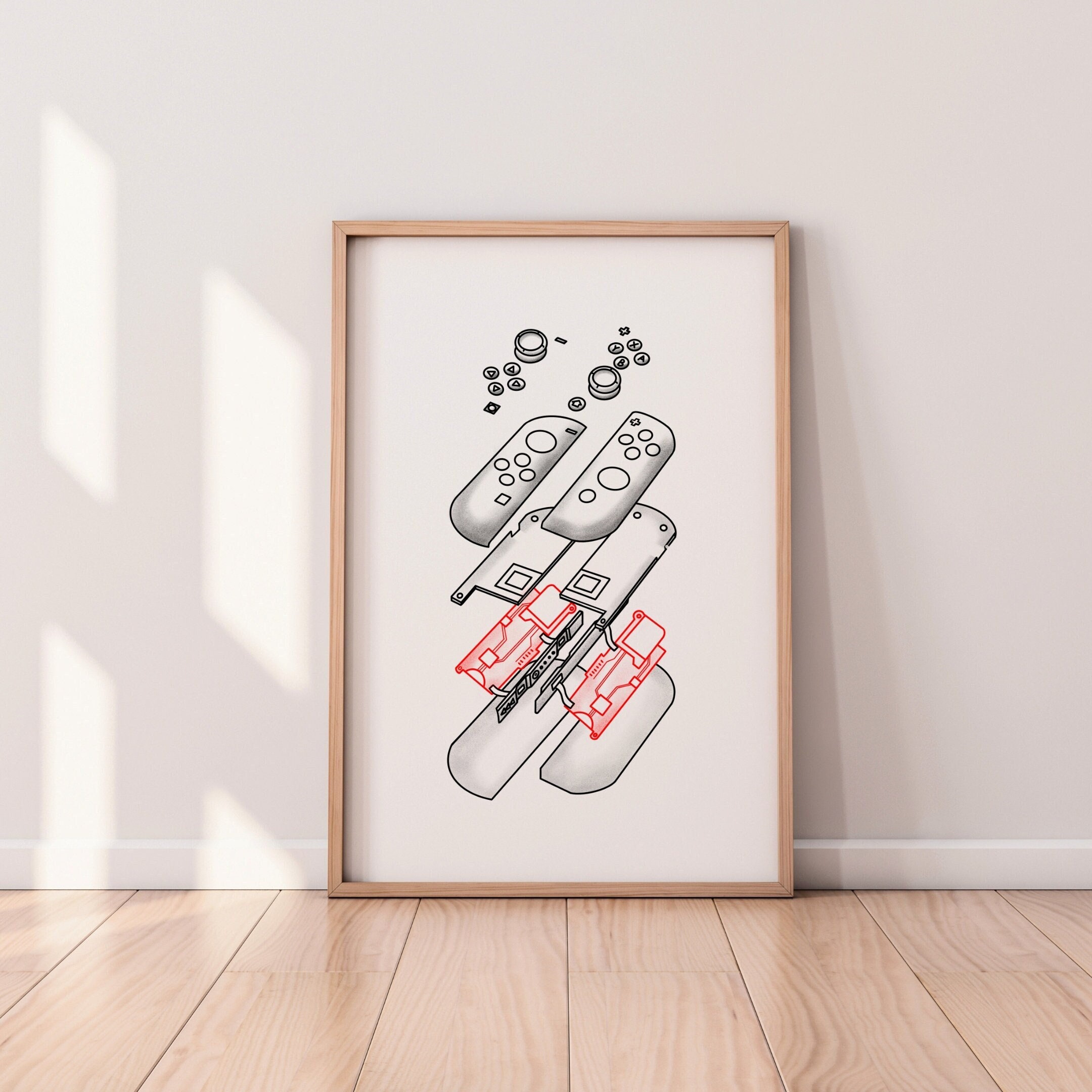 Controller Exploded View Gaming Poster | Game Controller Digital Print ...