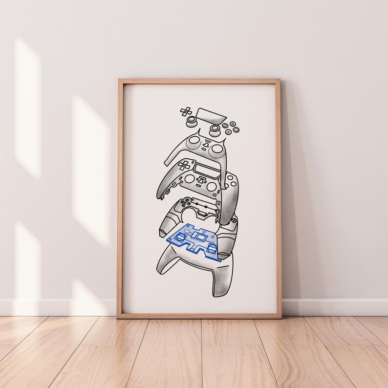 Controller Exploded View Gaming Poster | Game Controller Digital Print ...