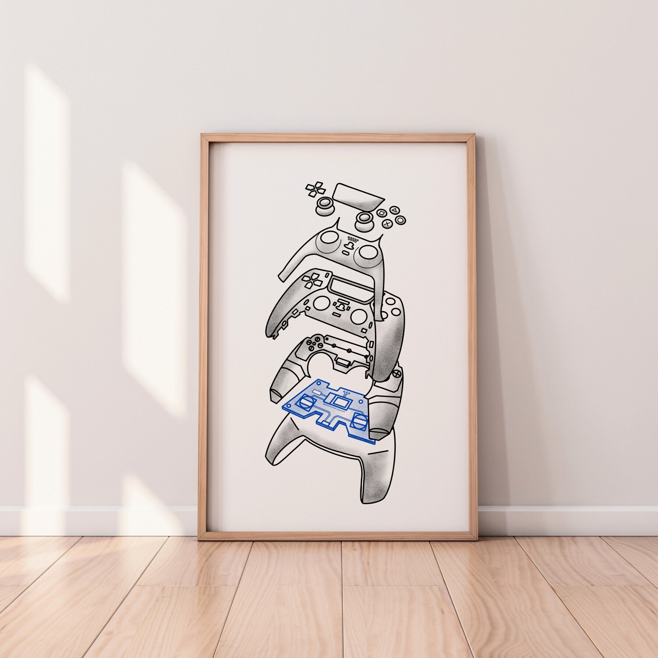 Controller Exploded View Gaming Poster | Game Controller Digital Print ...