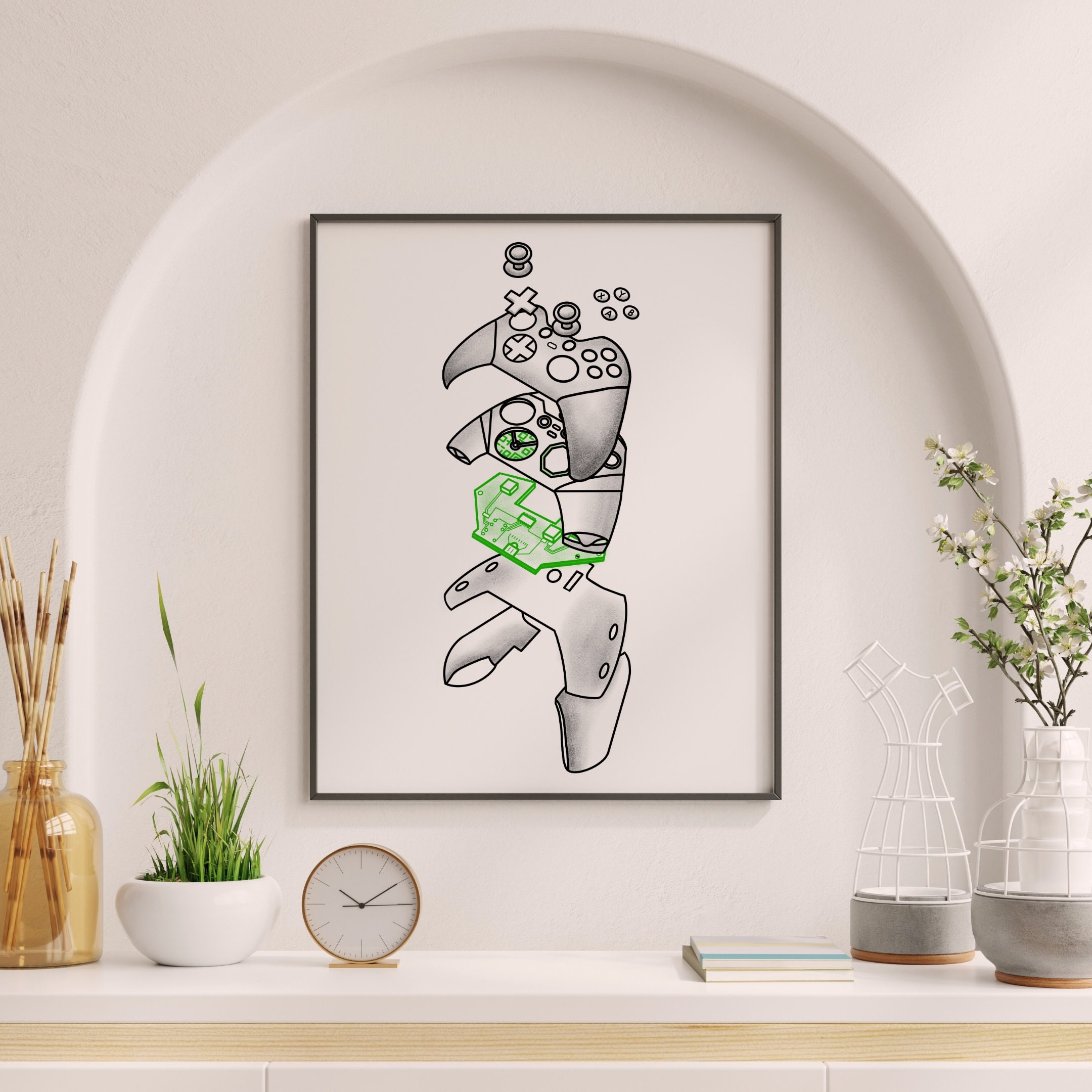 Controller Exploded View Gaming Poster | Game Controller Digital Print ...