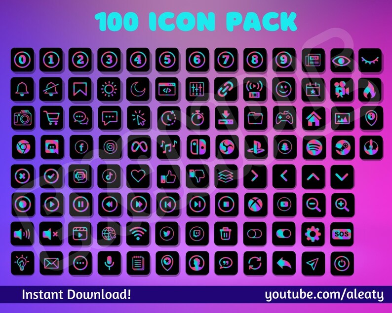 Stream Deck Icons / Neon Icons / Streaming Icons / Twitch Icons ...