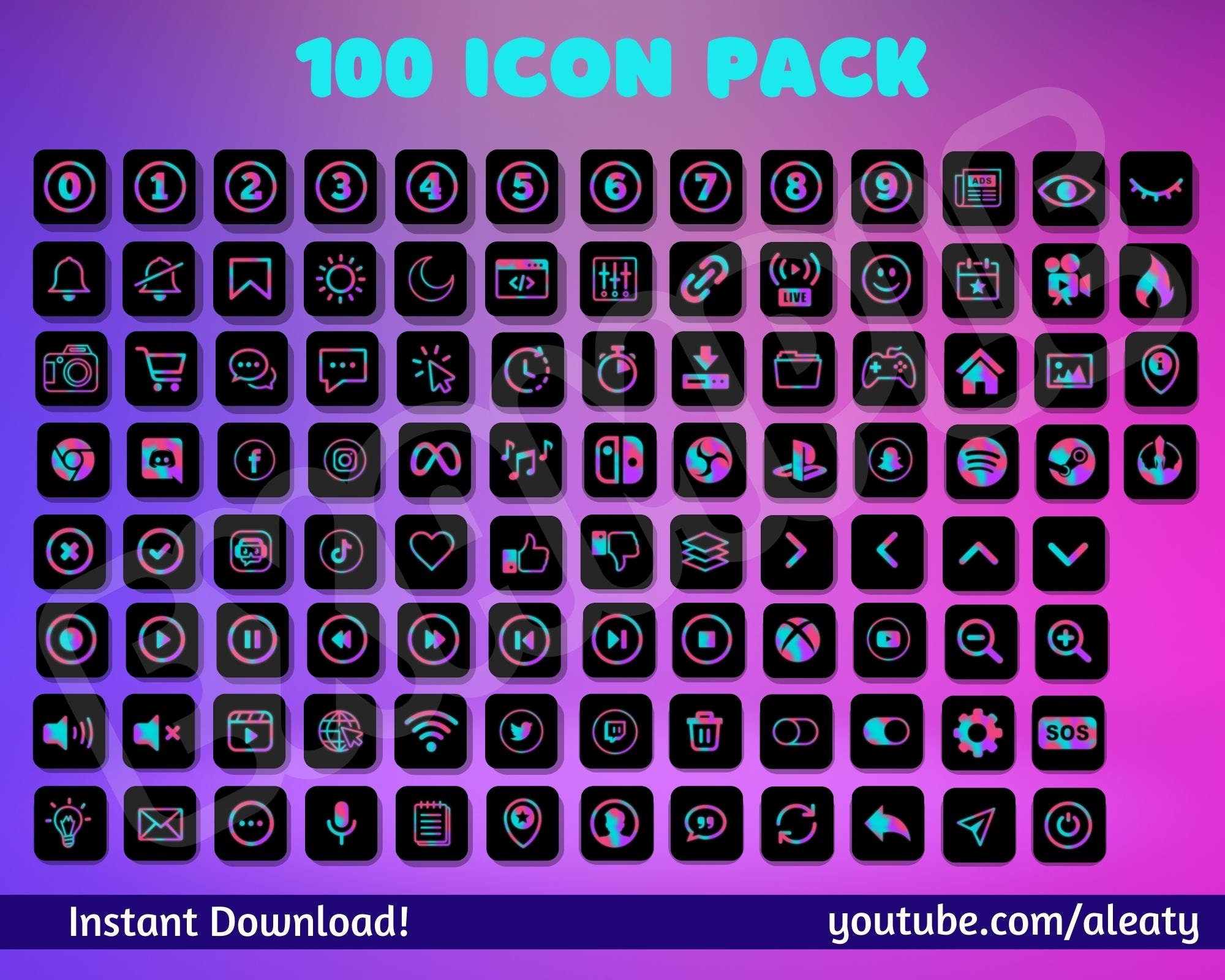 Stream Deck Icons / Neon Icons / Streaming Icons / Twitch Icons ...