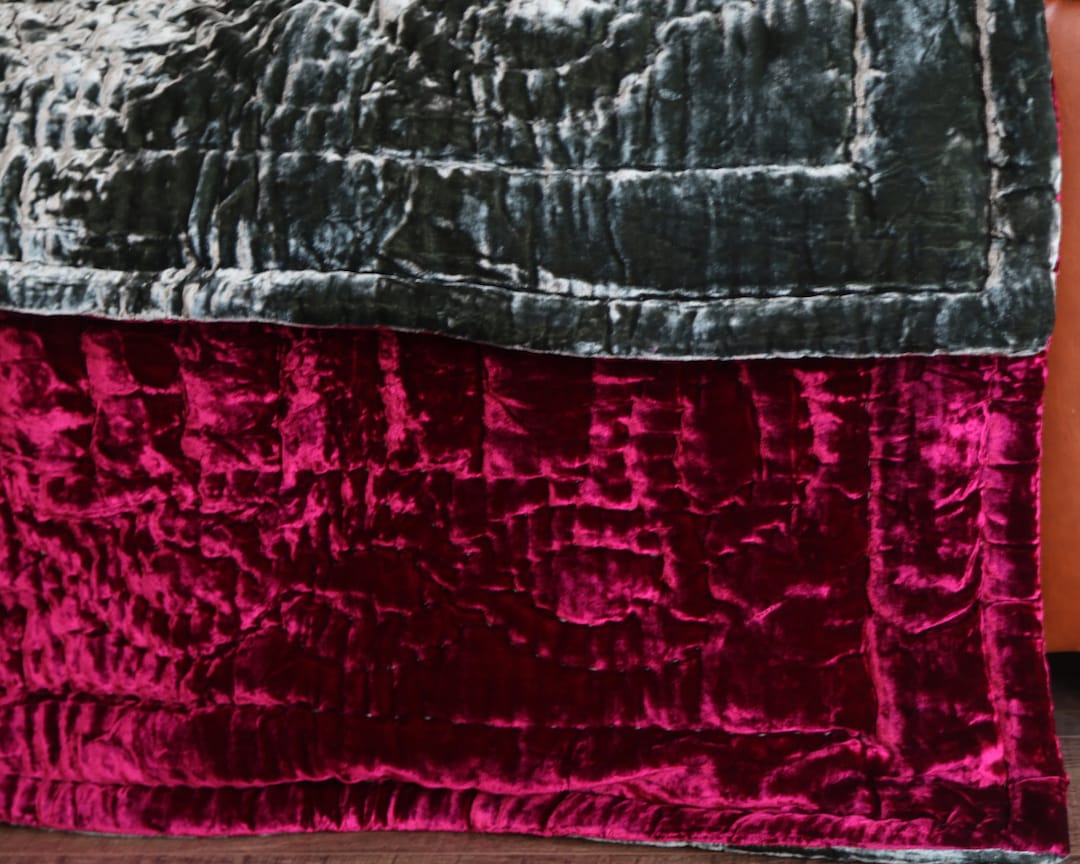 Mulberry Silk Velvet Quilt| Luxury Silk Velvet Bedspread| Rosy Berry ...