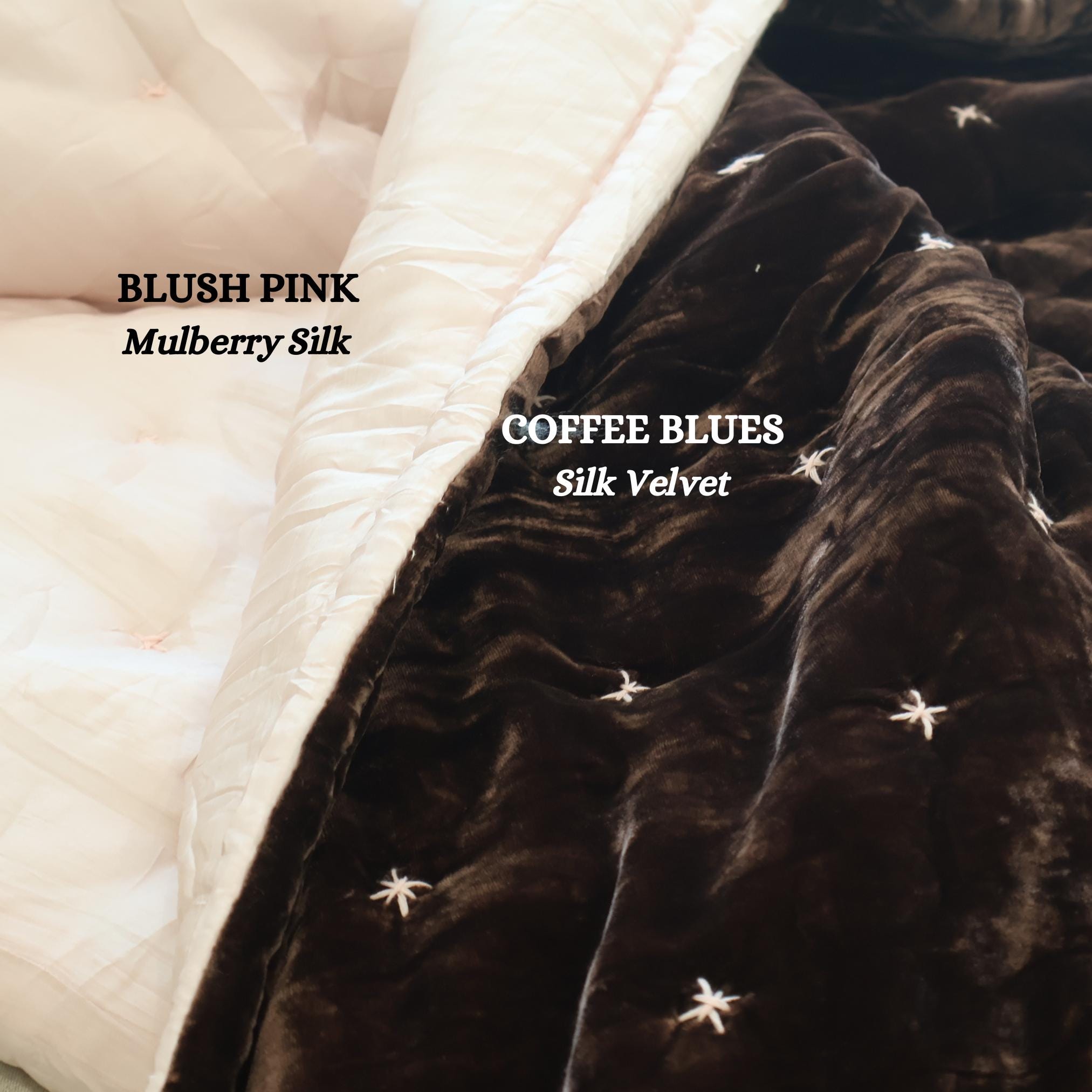 Hand Quilted Silk Velvet Bedspread: Starry Stitch Mulberry Silk Quilt ...