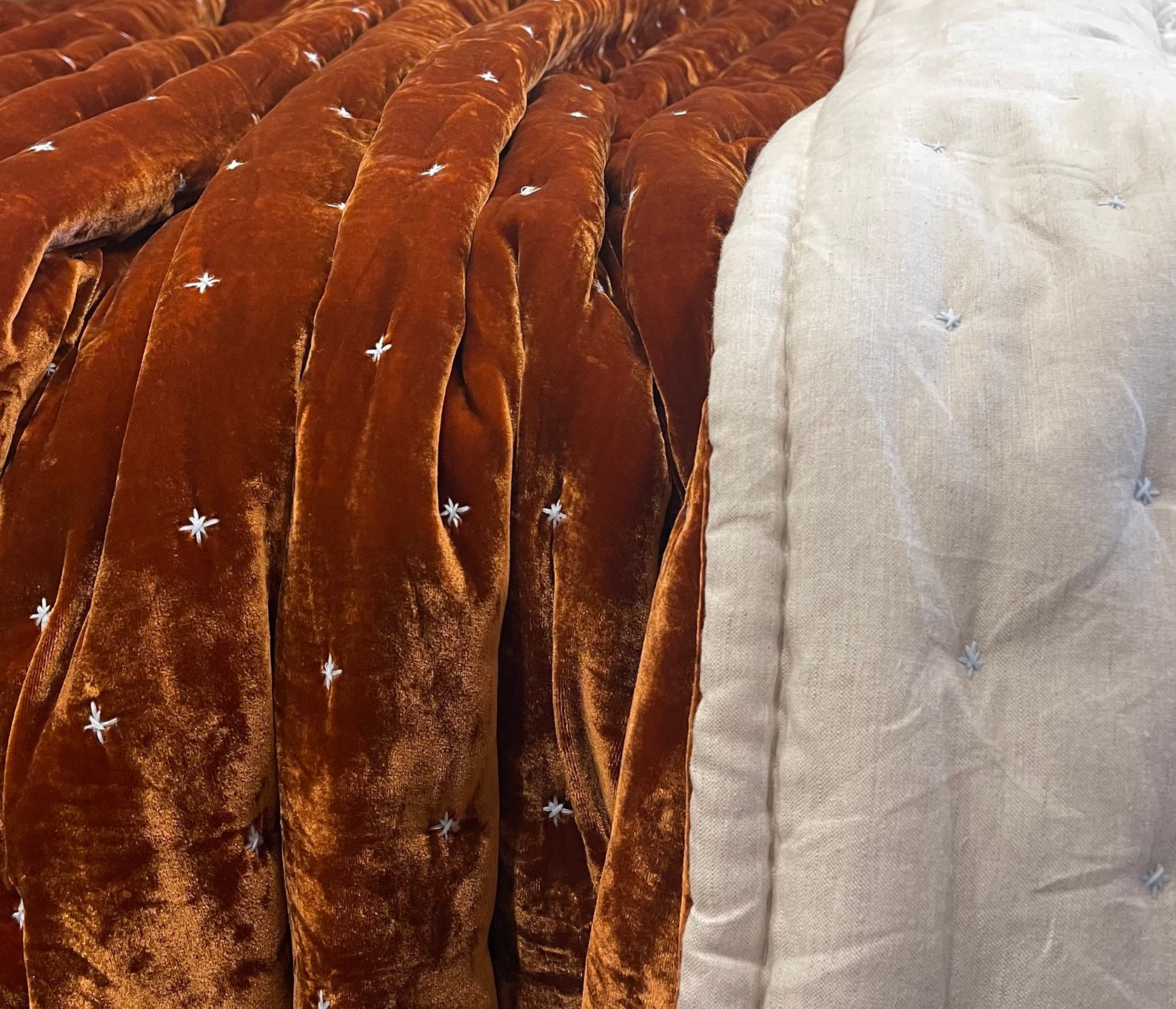 Silk Velvet Throw| Silk Velvet and Linen Throw| Luxurious Blanket| King ...
