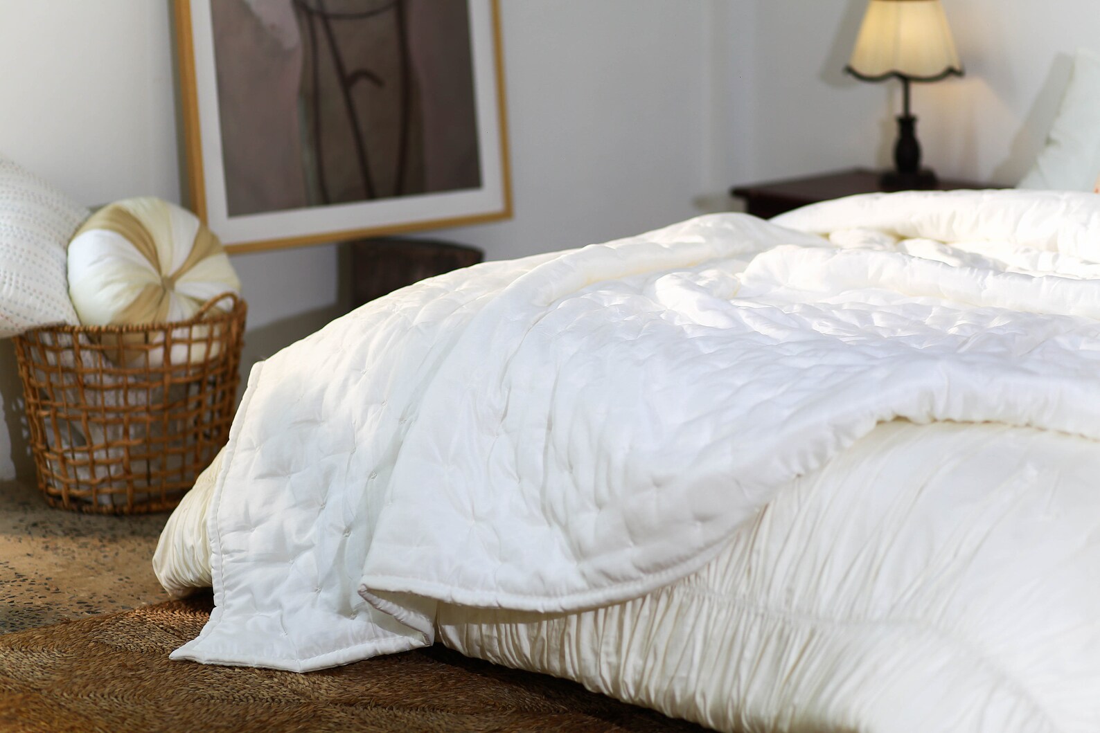 Lightweight Mulberry Silk Comforter Set| White Silk Blanket and ...