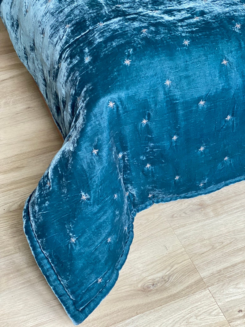 Midnight Blue Silk Quilt Mulberry Silk and Silk Velvet - Etsy