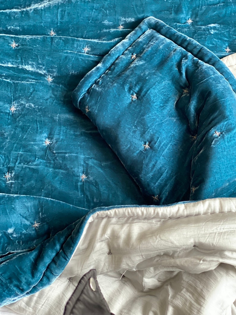 Midnight Blue Silk Quilt Mulberry Silk and Silk Velvet - Etsy