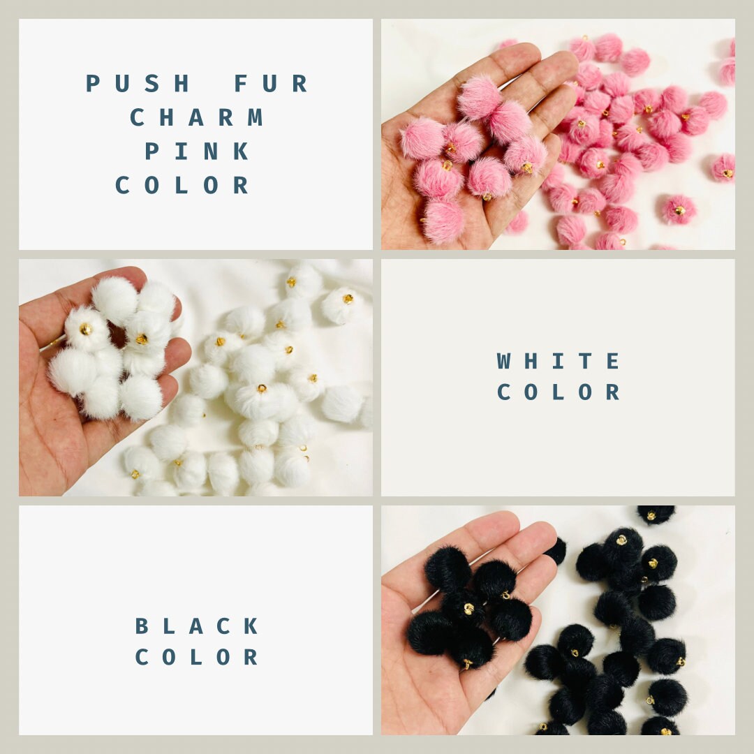 4pcs /10pcs Push Fur Ball Charms, Furry Earring Charms, Pom Pom ...