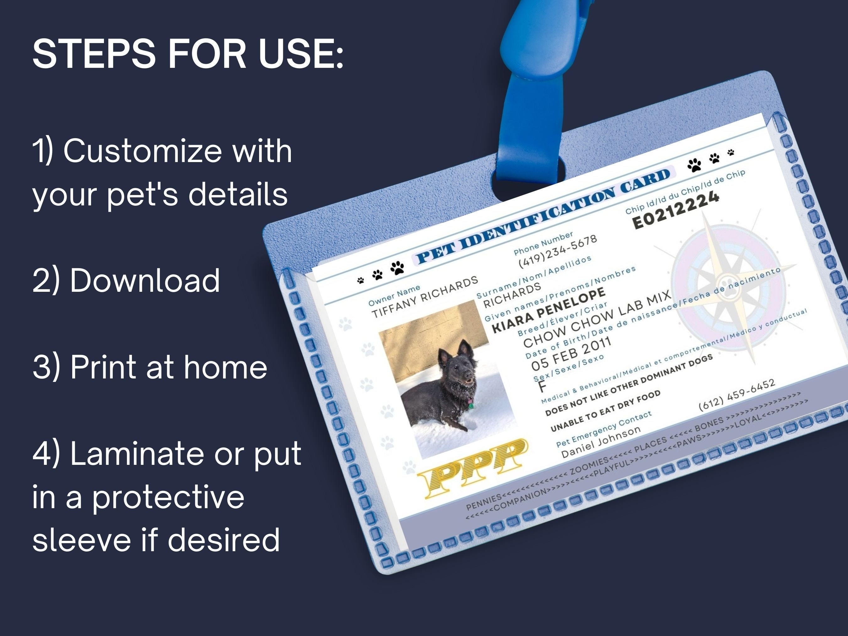 Printable Pet Travel ID Card | Custom Emergency Dog & Cat ...
