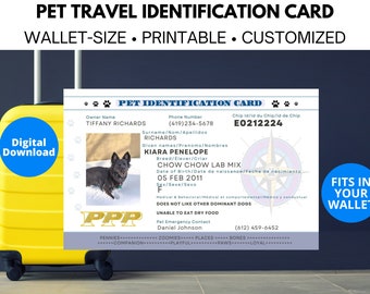 Pet ID Card - Editable Pet ID - Dog ID Template - Cat Id Template - Dog ...