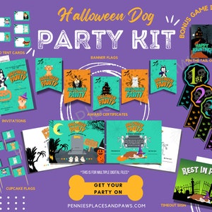 Dog Halloween Party Park- Printable Decorations - Etsy