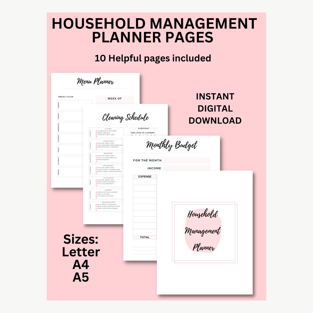 Household Planner Printable, Home Management Planner Printable ...