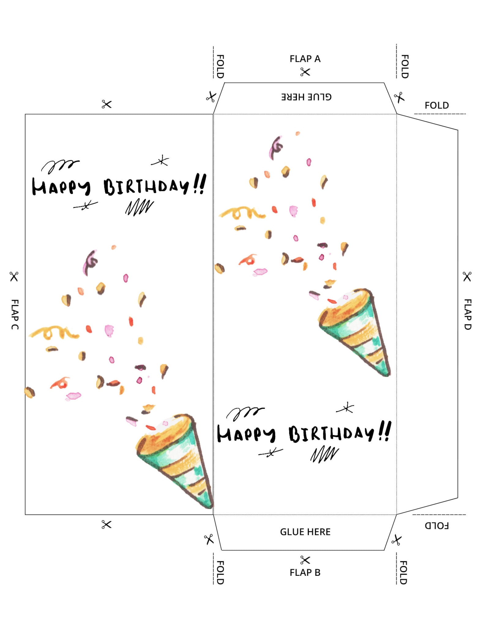 Printable Happy Birthday Cash Envelopes, Born Day Money Envelopes ...