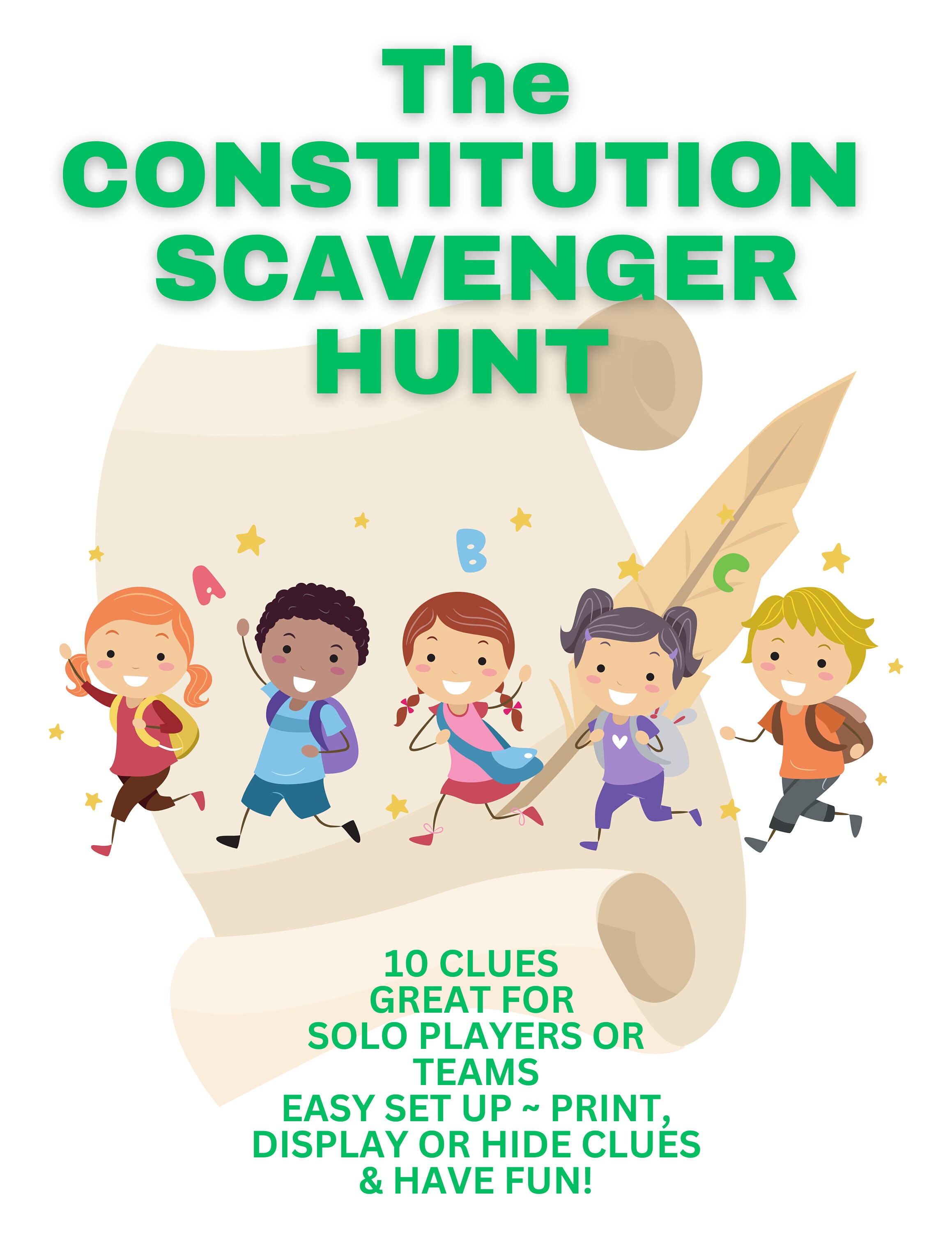 Constitution Themed Scavenger Hunt, Constitution Themed Treasure Hunt ...