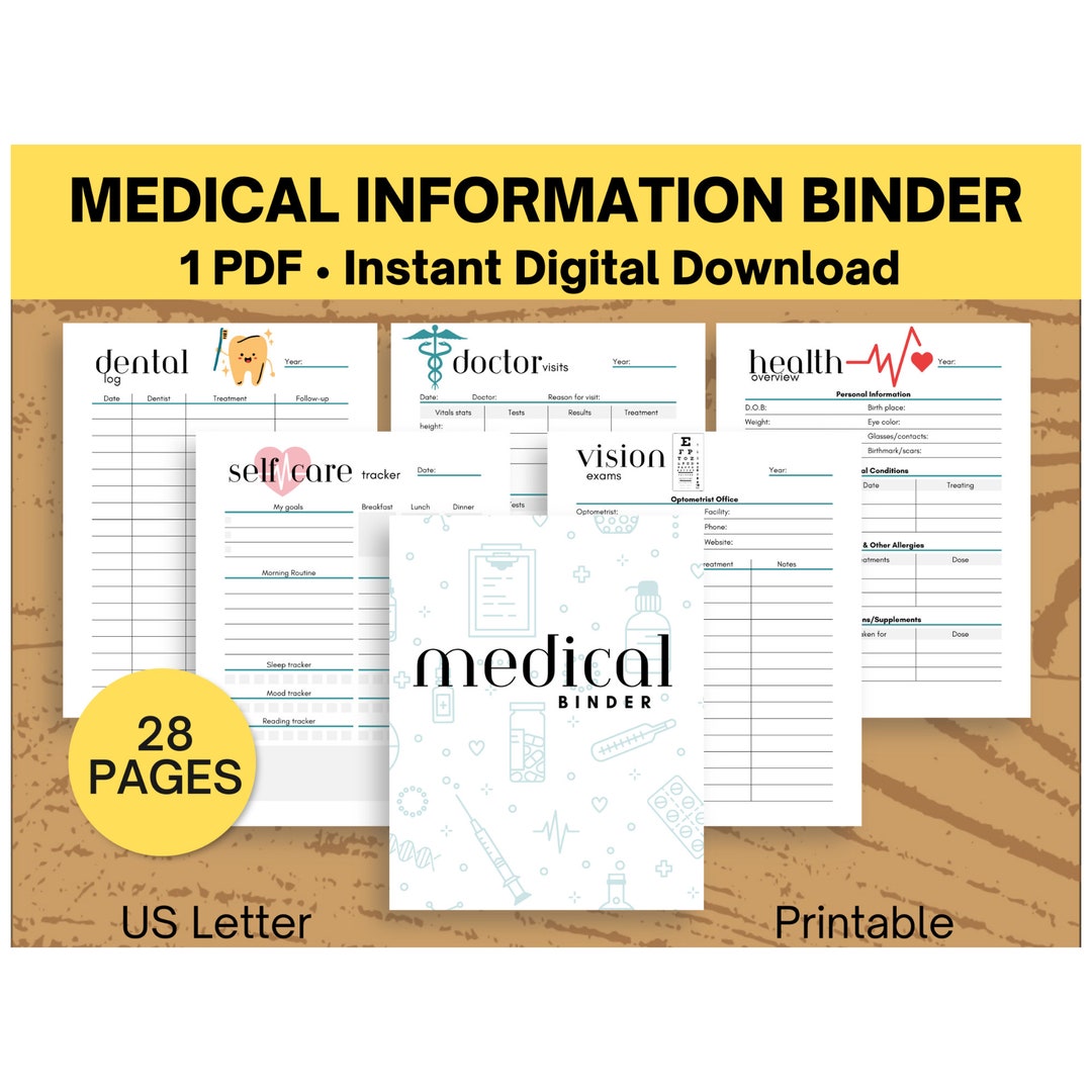 Medical Information Tracker, Medical Information Binder, Healthcare ...