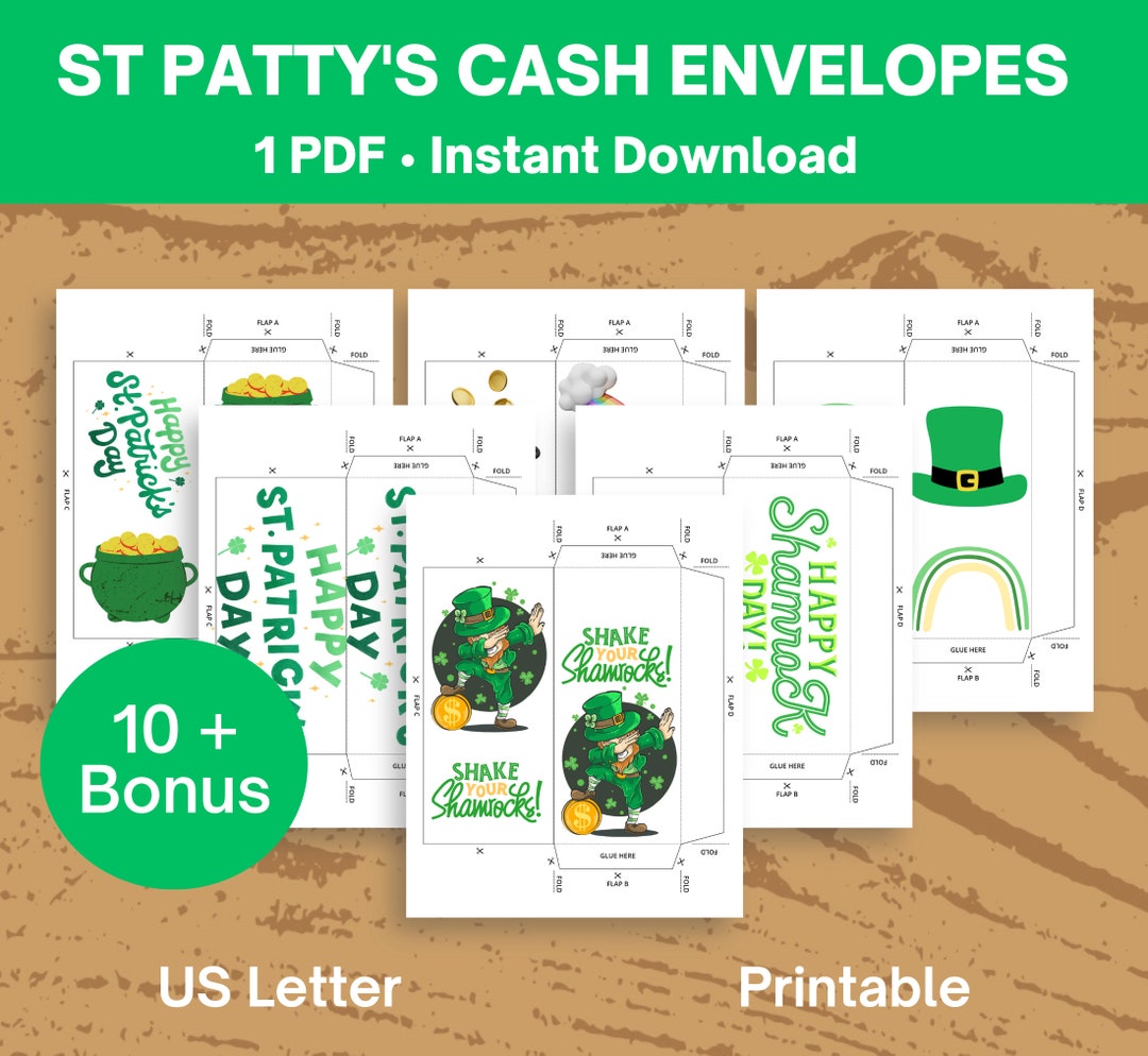 Printable St Patty's Day Cash Envelopes, Holiday Money Envelopes ...