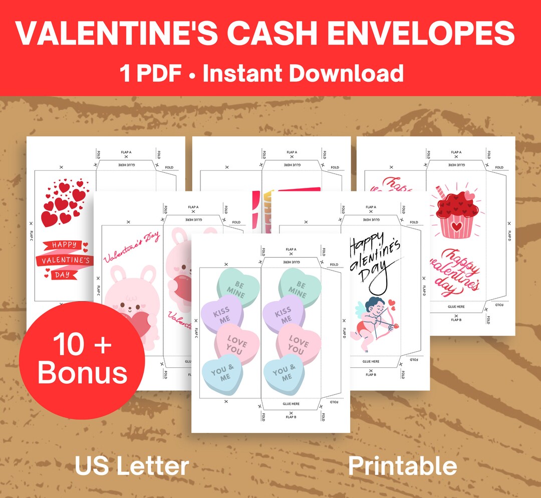 Printable Valentine's Day Cash Envelopes, Holiday Money Envelopes ...