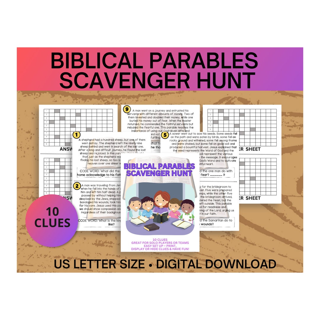Bible Themed Scavenger Hunt, Bible Parables Themed Treasure Hunt ...