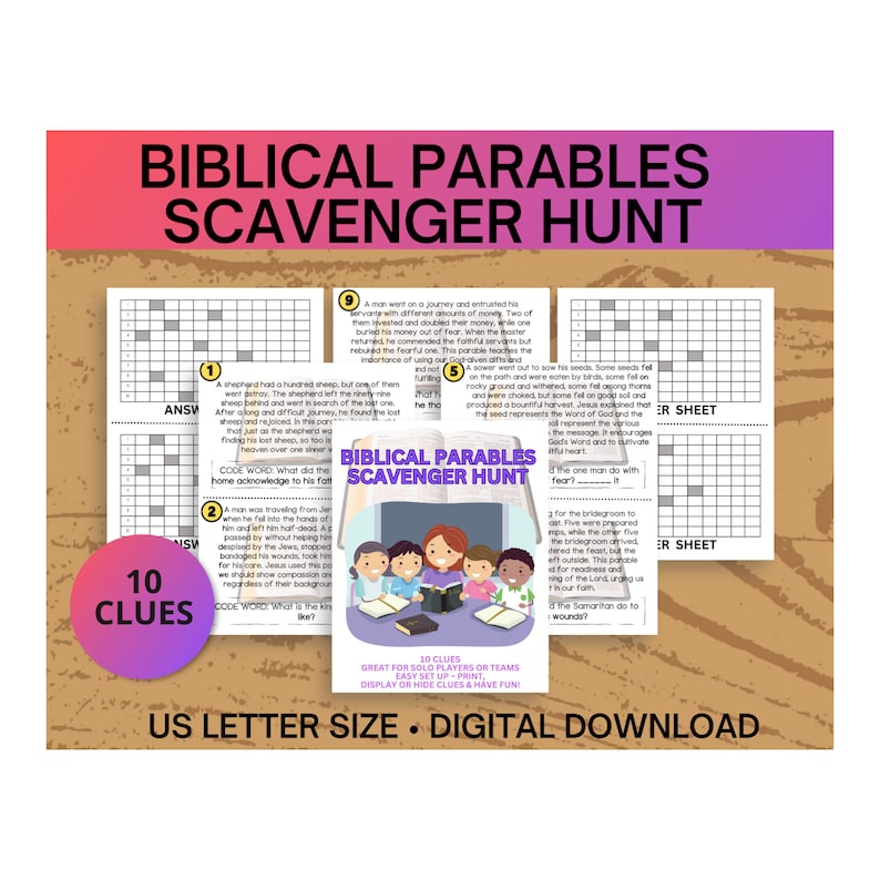 Bible Themed Scavenger Hunt, Bible Parables Themed Treasure Hunt ...