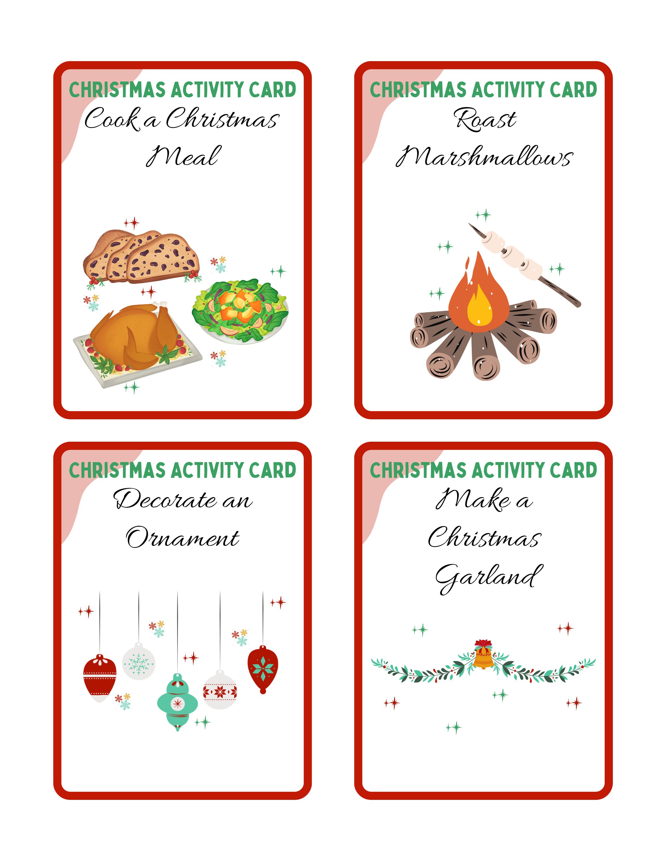 Printable Advent Activity Cards, Kids and Family Activity Cards for ...