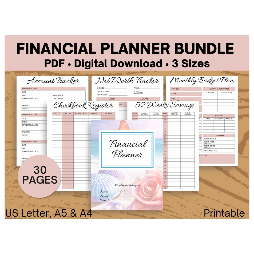Financial Planner Digital Printable, Finance Budgeting Savings Binder ...
