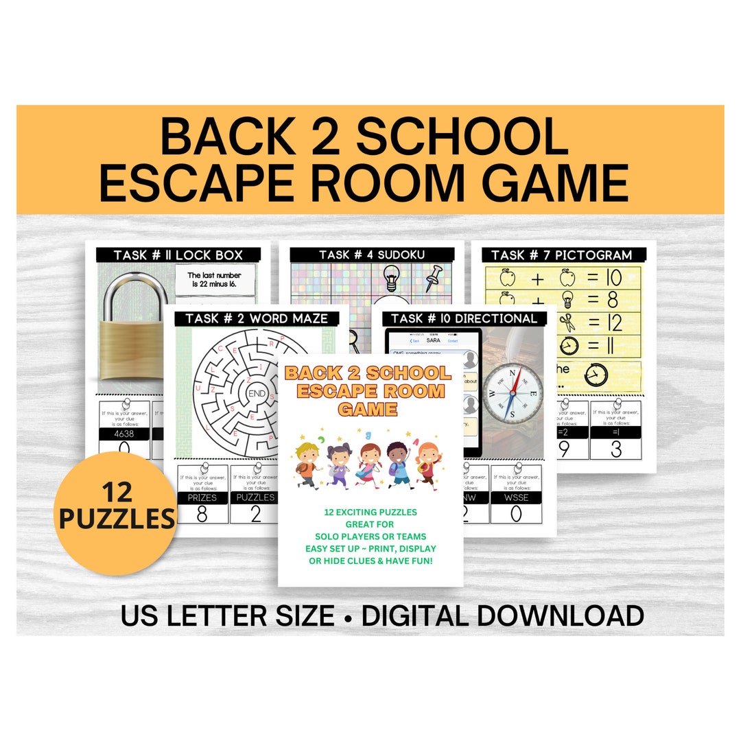 Escape Room Game, Back to School Activity, Party Game for Kids ...