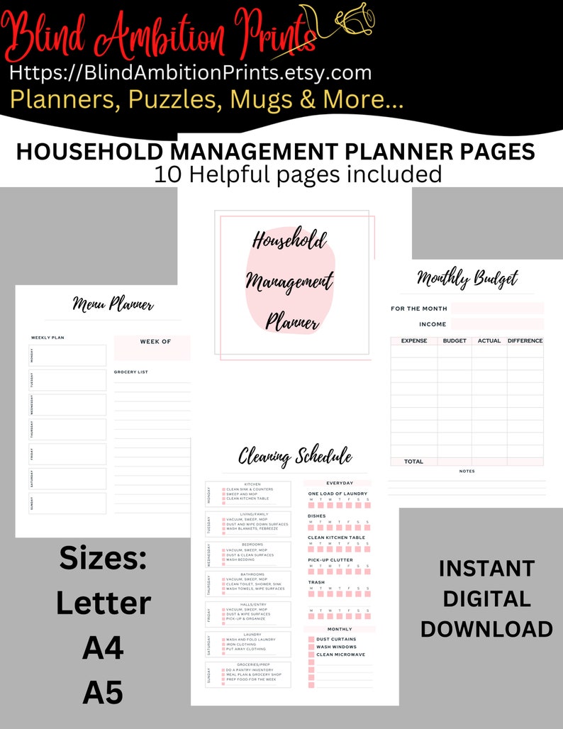 Household Planner Printable Home Management Planner - Etsy