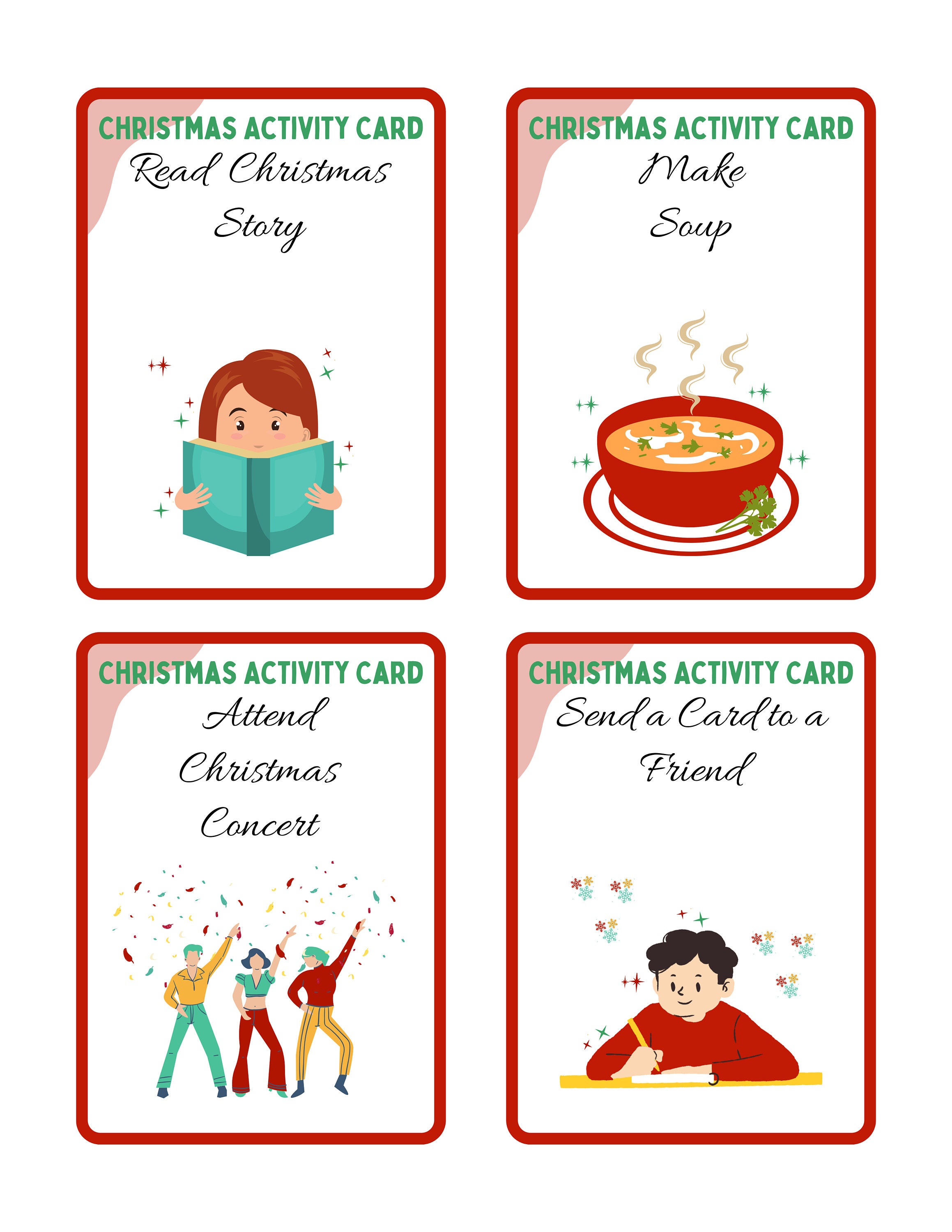 Printable Advent Activity Cards, Kids and Family Activity Cards for ...