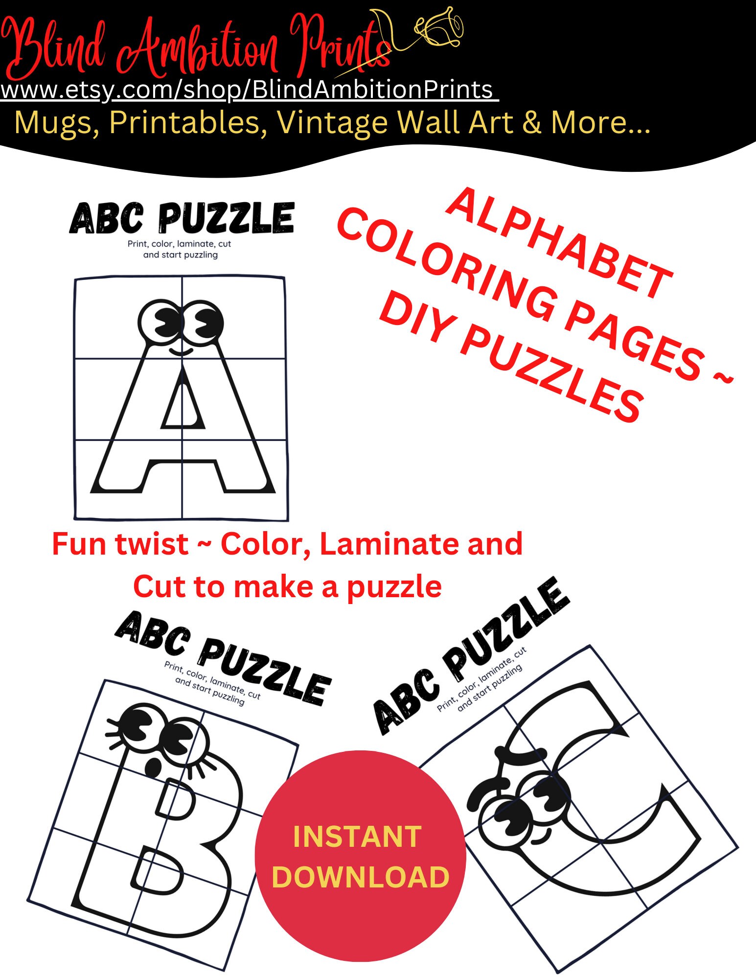 Alphabet Coloring Pages for Kids Practice Writing Sheets for - Etsy