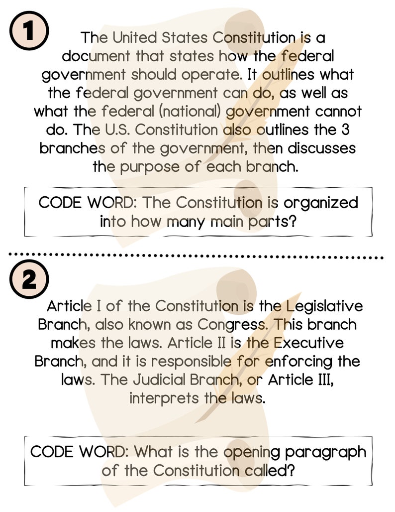 Constitution Themed Scavenger Hunt, Constitution Themed Treasure Hunt ...