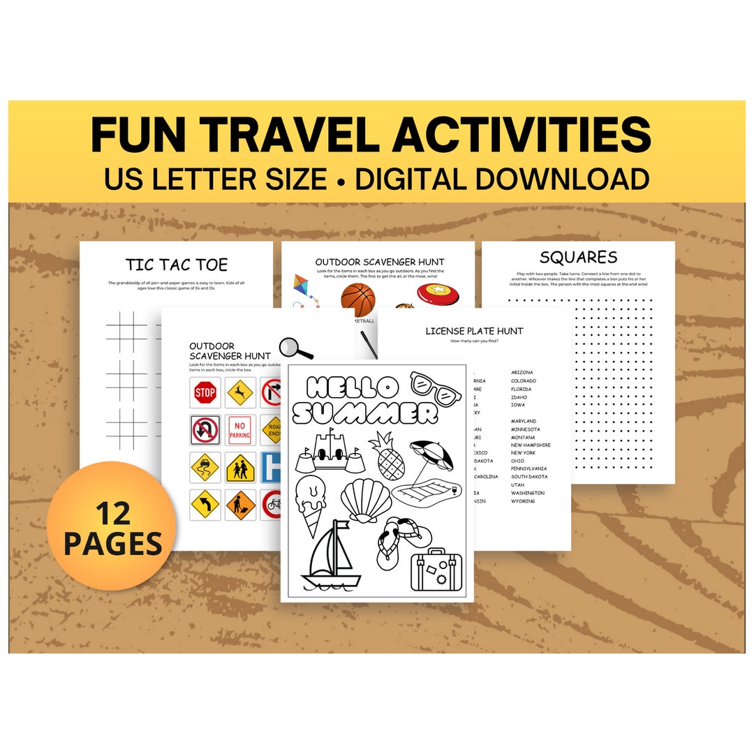 Road Trip Activities Printable, Kids Road Trip Games Printable, Summer ...