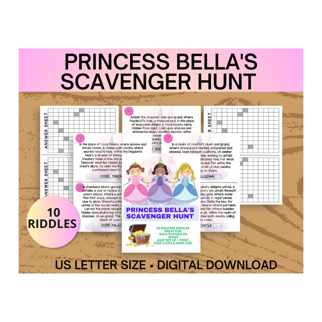 Princess Themed Scavenger Hunt, Princess Themed Treasure Hunt ...