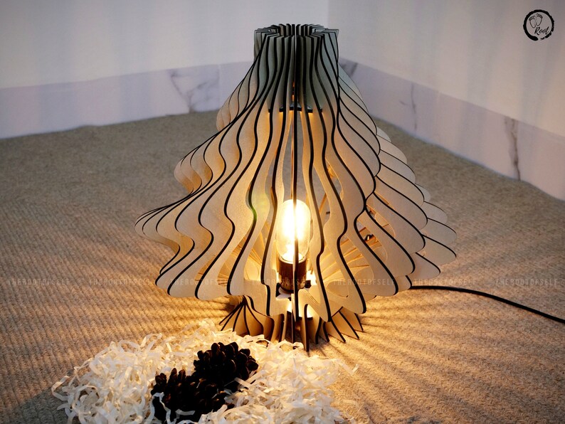 Pine Tree Floor Lamp, Night Floor Light, Wooden Lampshade, Wood Lamp - Etsy